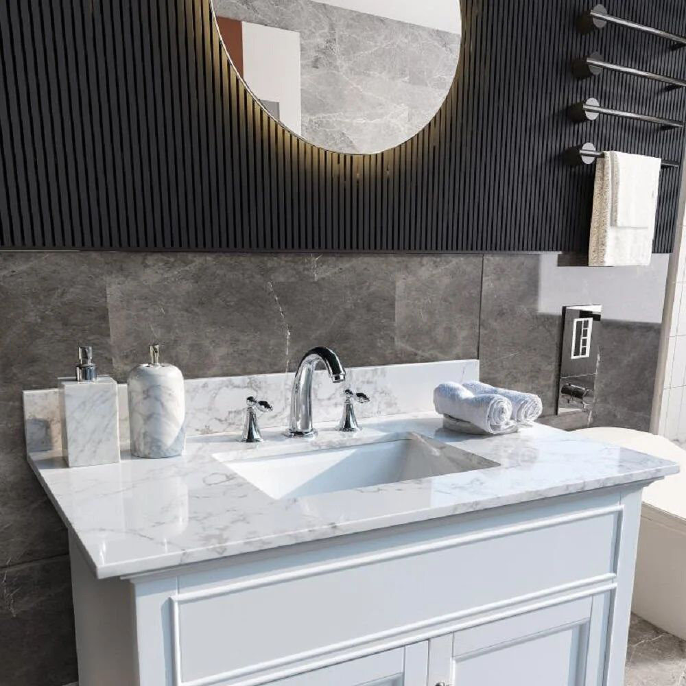 Modern Luxe Furniture 37" Single Bathroom Vanity Top in White with Sink ...