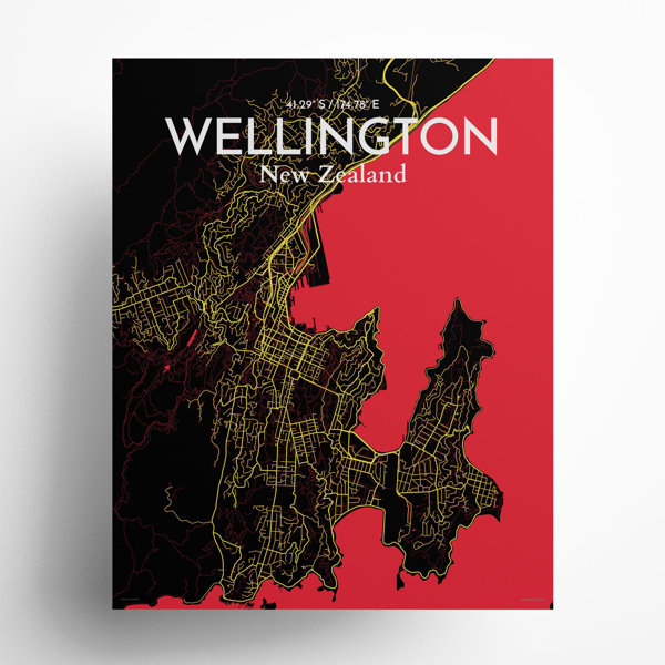 17 Stories Wellington City Map Graphic Art - Wayfair Canada