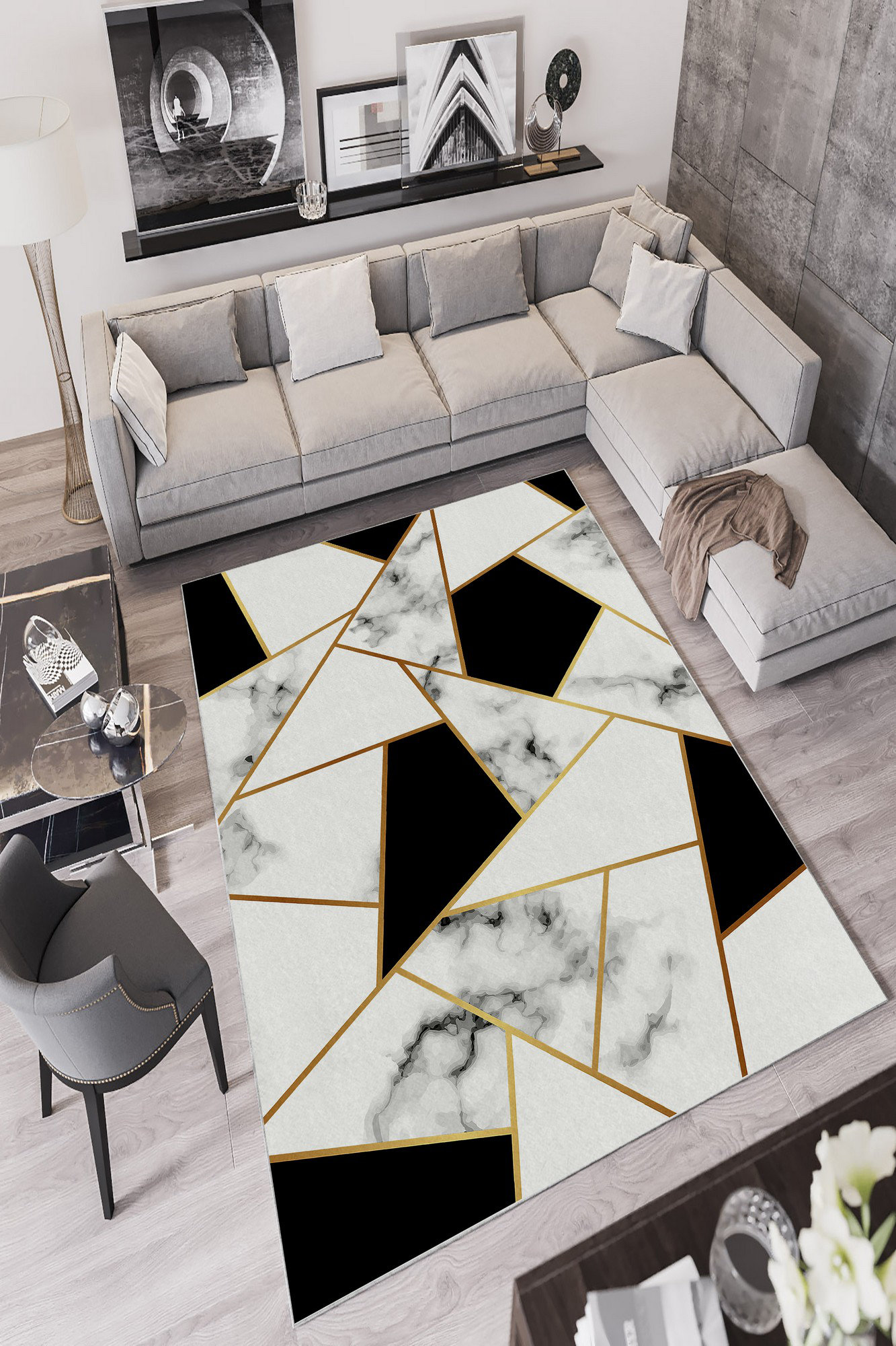 East Urban Home Rectangle Aavi Geometric Machine Braided Polyester Area ...