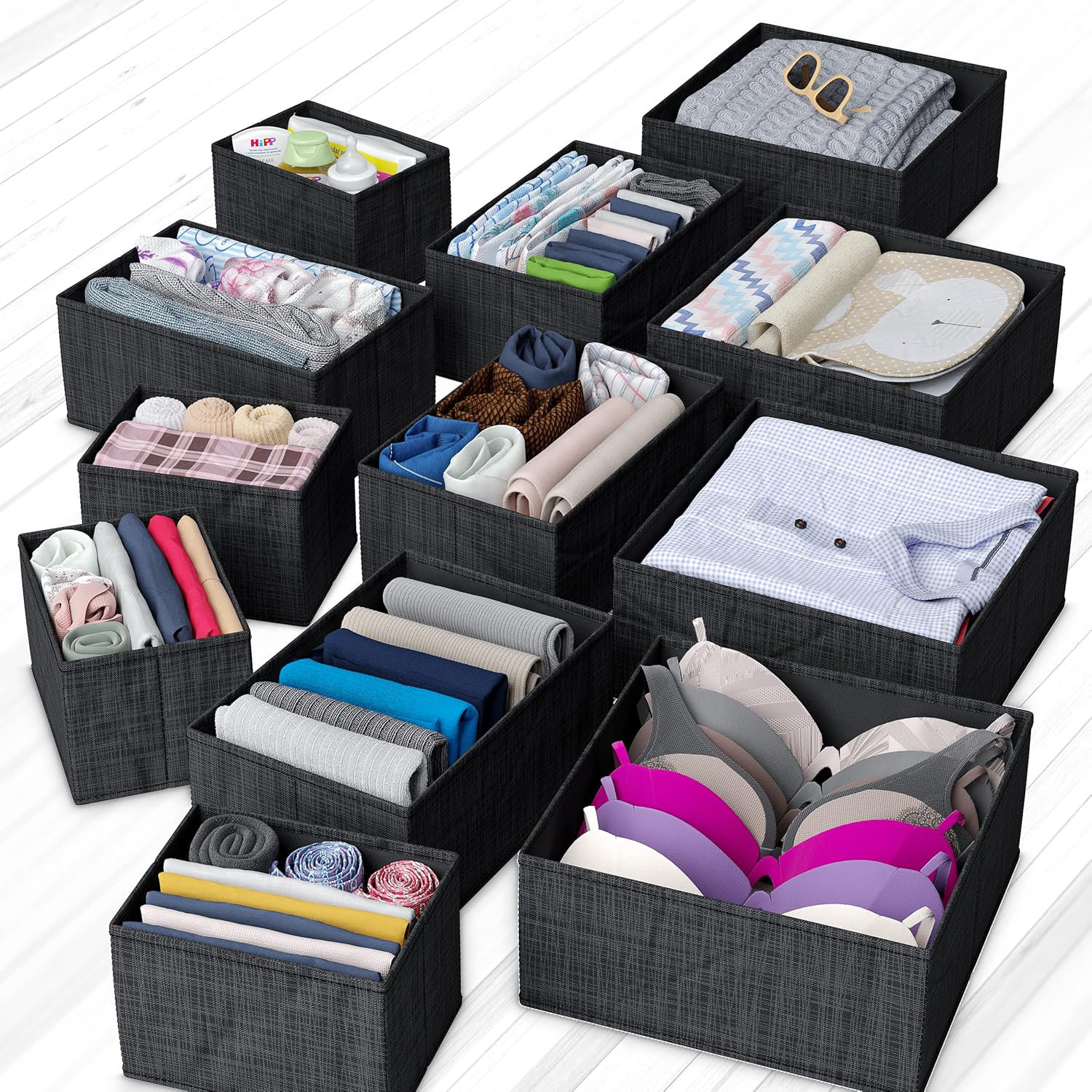 Rebrilliant Drawer Organizer Clothes Set of 12 ,Dresser Organizer For ...