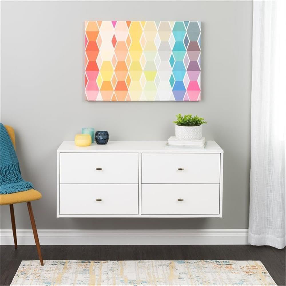 Latitude Run® Modern Floating Dresser With 4 Drawers - White, Brushed ...