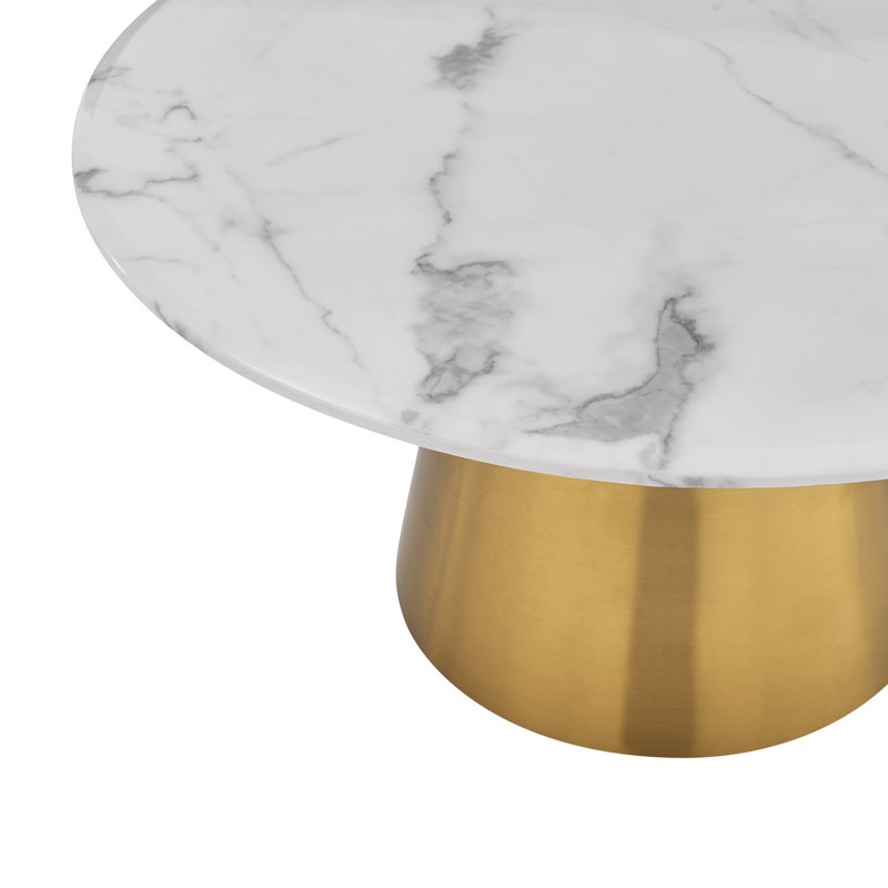 Everly Quinn Brookview White Marble and Gold Console Table Set | Wayfair