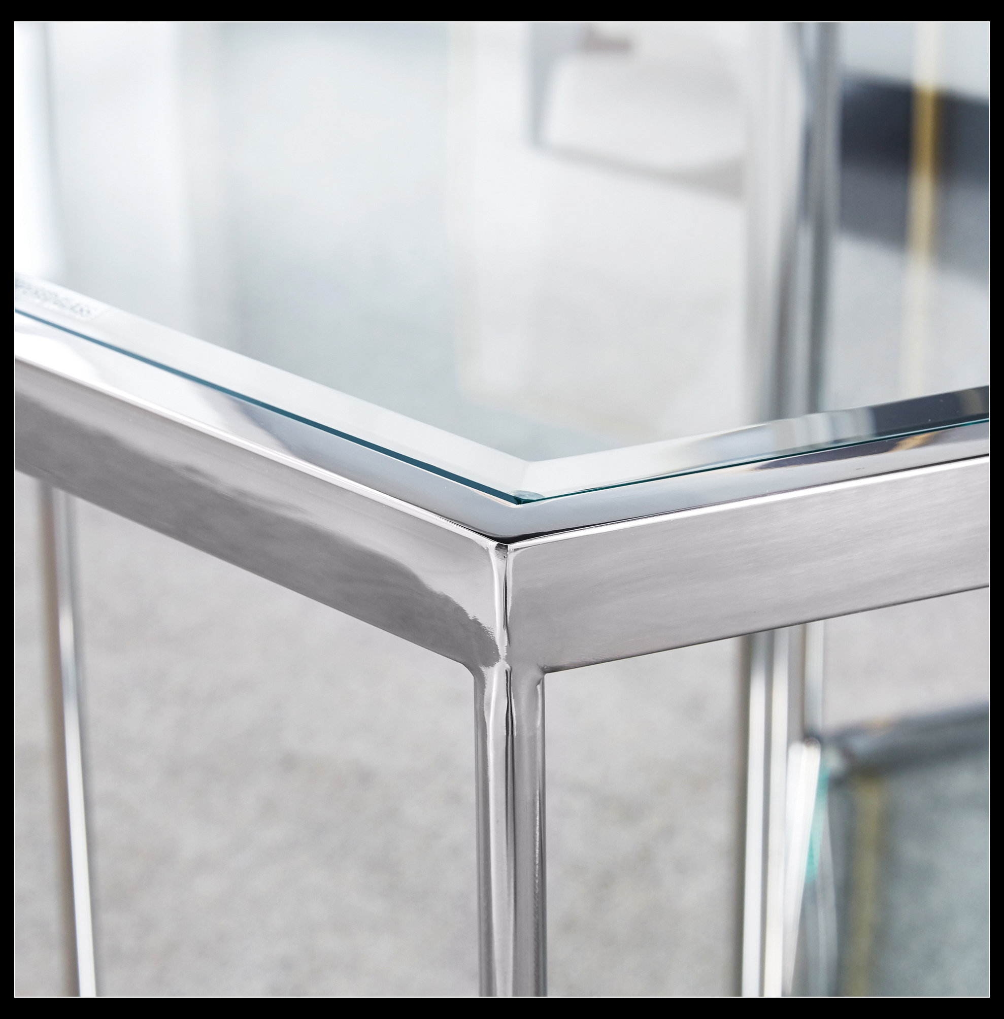 Ivy Bronx Modern Glass End Table with Frame More Storage Space ...