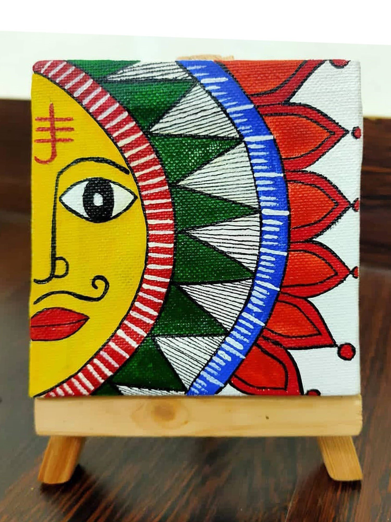 Bungalow Rose The Shining Sun - Madhubani Painting | Canvas Painting ...