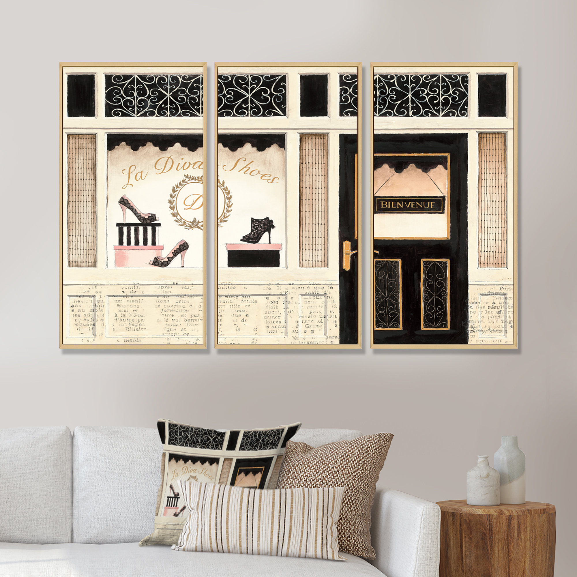 Design Art Paris Diva Shoes Painting - Traditional Framed Canvas Wall ...