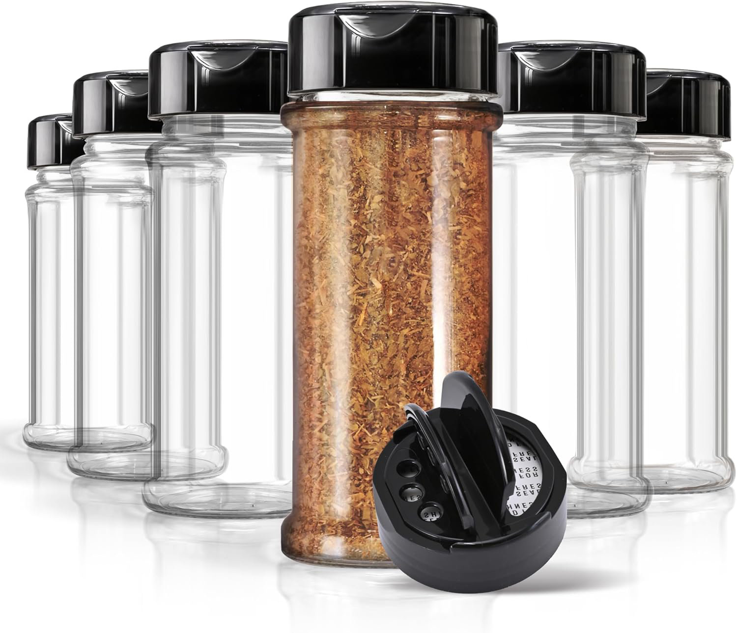 Latitude Run® 6 Pack 5.5 Oz Round Plastic Spice Jars, Empty Seasoning ...