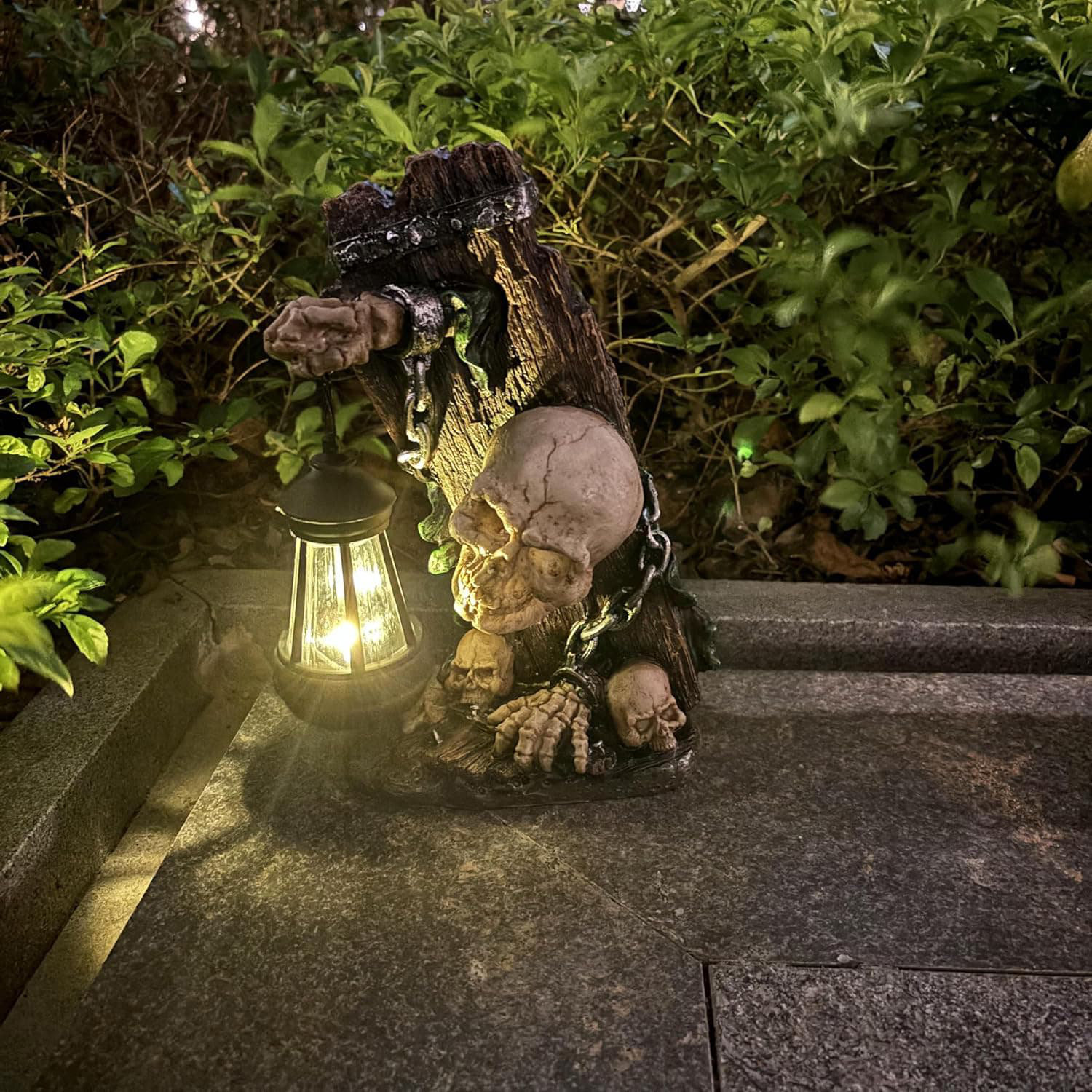 House of Hampton® Realistic Skeleton Solar Skull Statue Home Decor ...