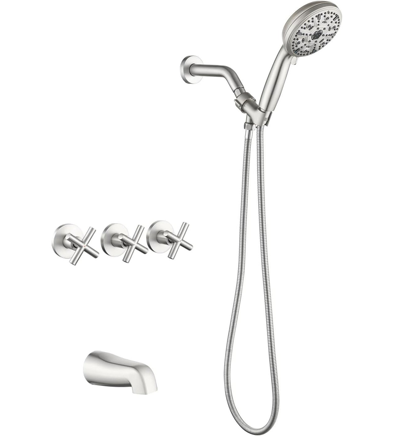 SOLVUR 3 Handles Tub Shower Faucet Set With 10 Spray Handheld Shower 4. ...