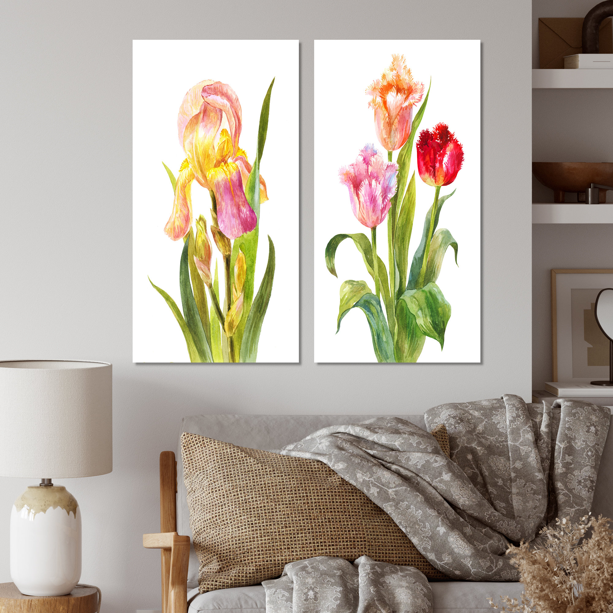 Red Barrel Studio Pink And Yellow Iris Flower - 2 Piece Print Set on ...