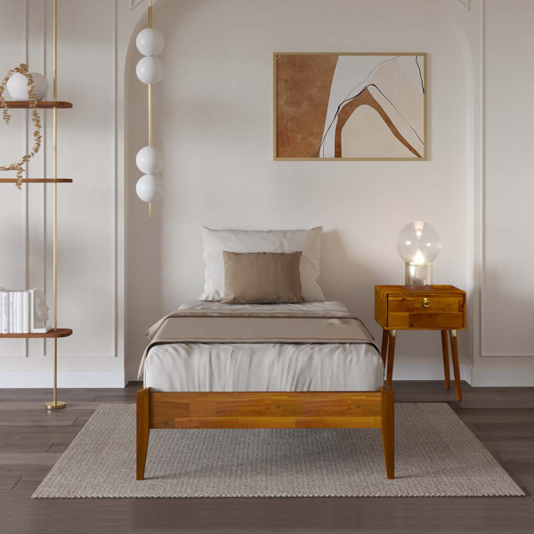 Ebern Designs Lasharn Solid Wood Platform Bed without Headboard, Mid ...