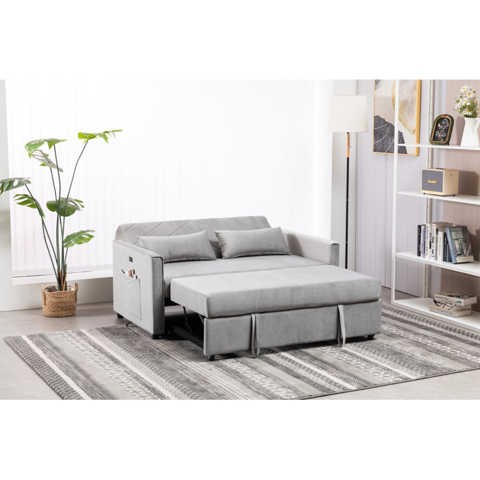 Mercer41 Lamatan 58'' Velvet Square Arm Sleeper | Wayfair