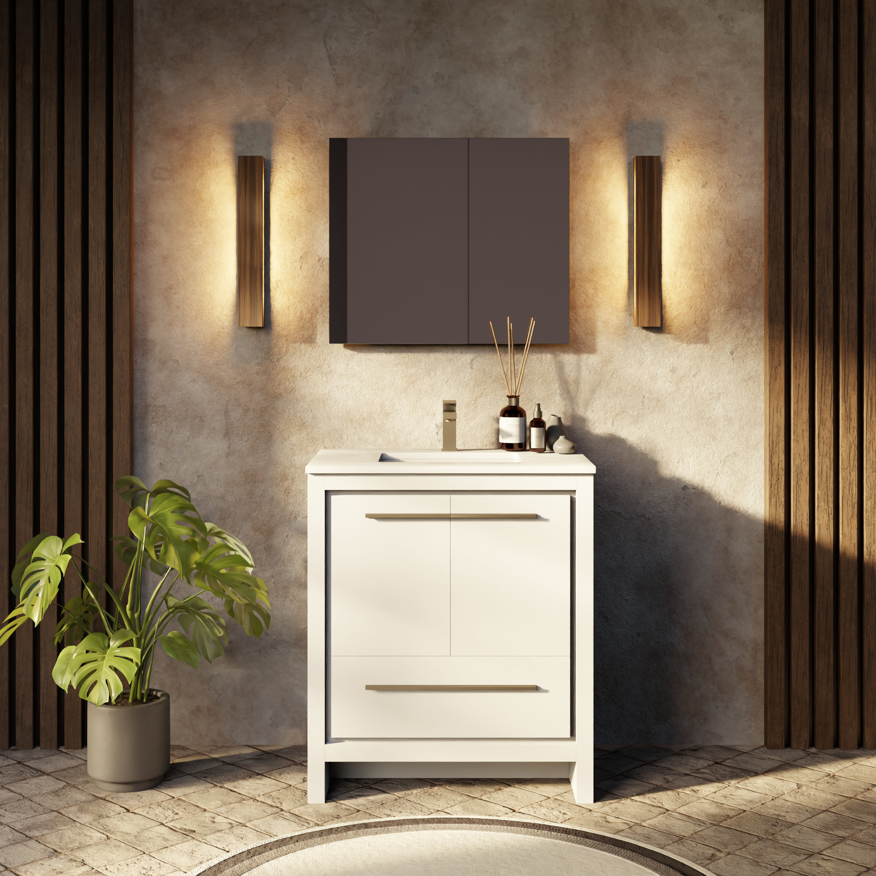 Lexora Lafarre 30 in W x 20 in D Single Bath VanityGun Metal Faucet Set ...