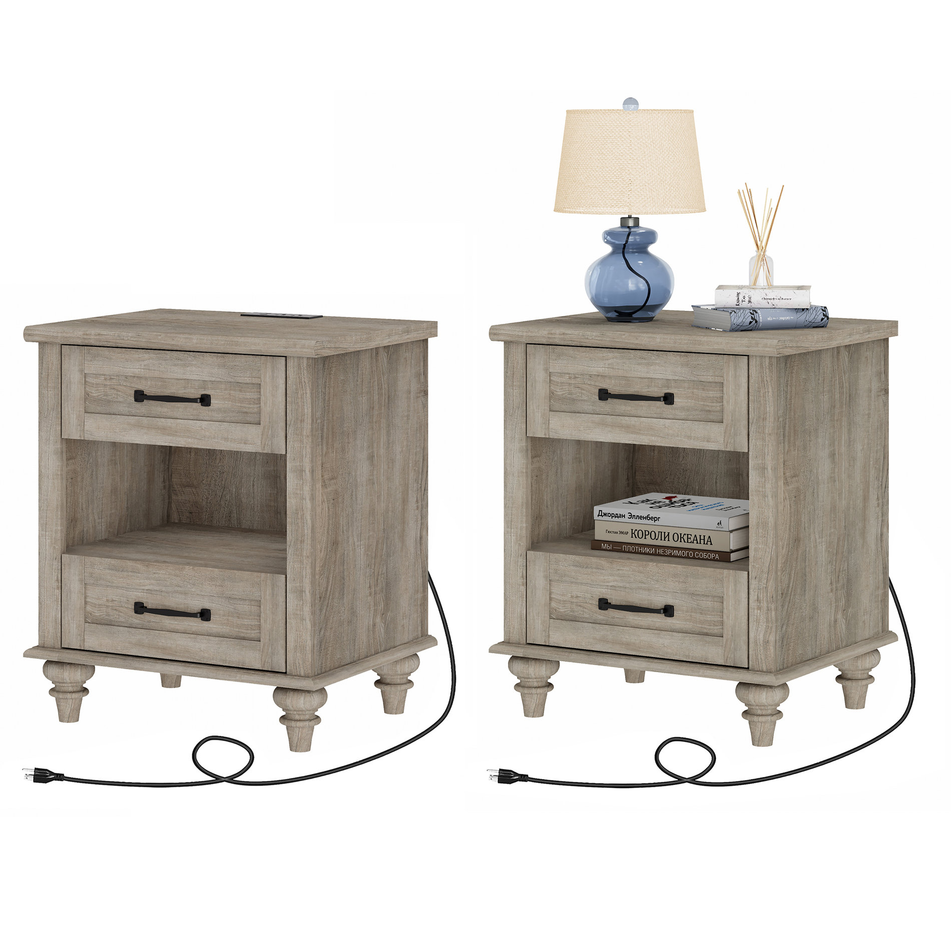 Lark Manor™ Agathy Set Of 2 Nightstands Side Table With Two Drawers ...