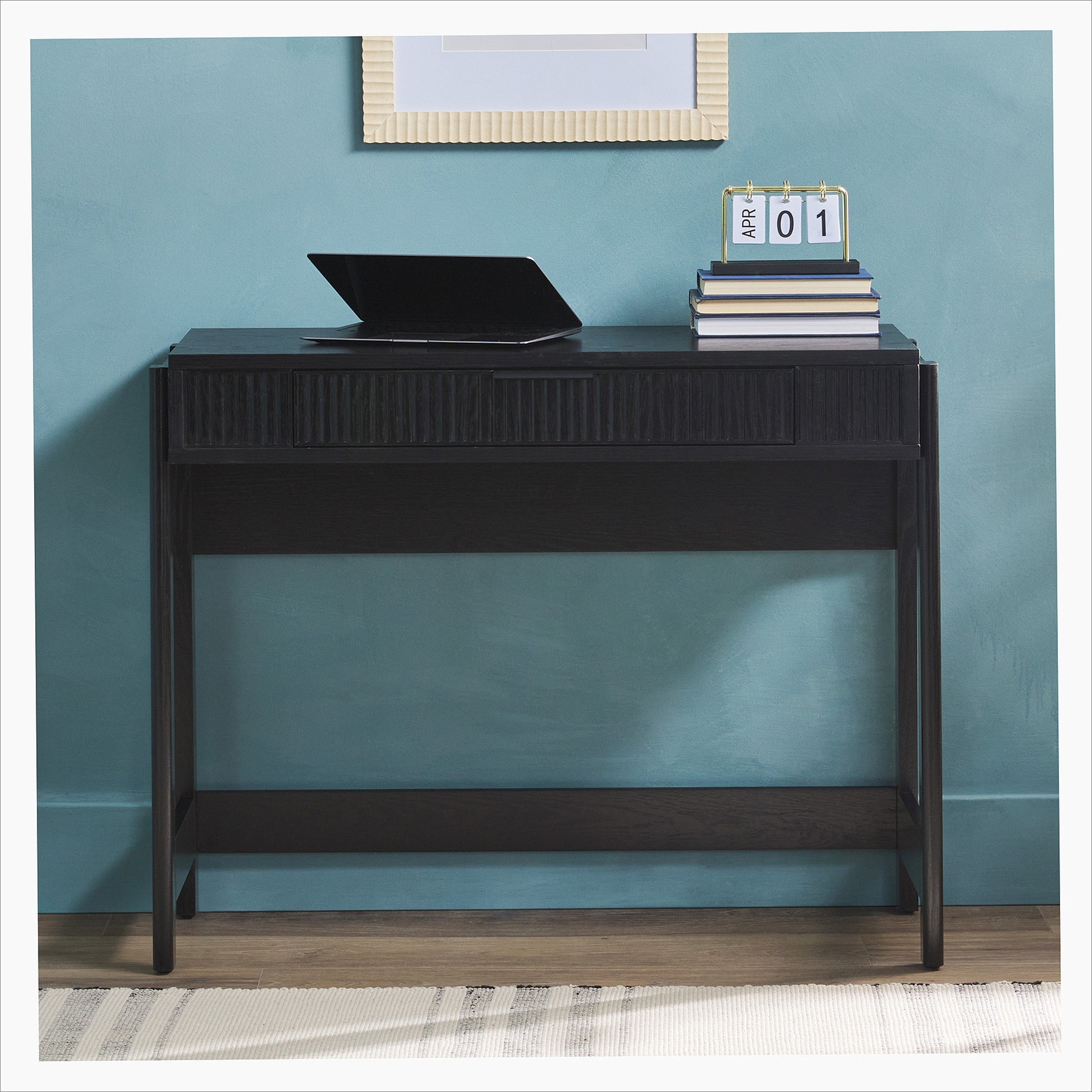 Latitude Run® Oak Transitional Reeded Lift-Top Desk with Drawer | Wayfair