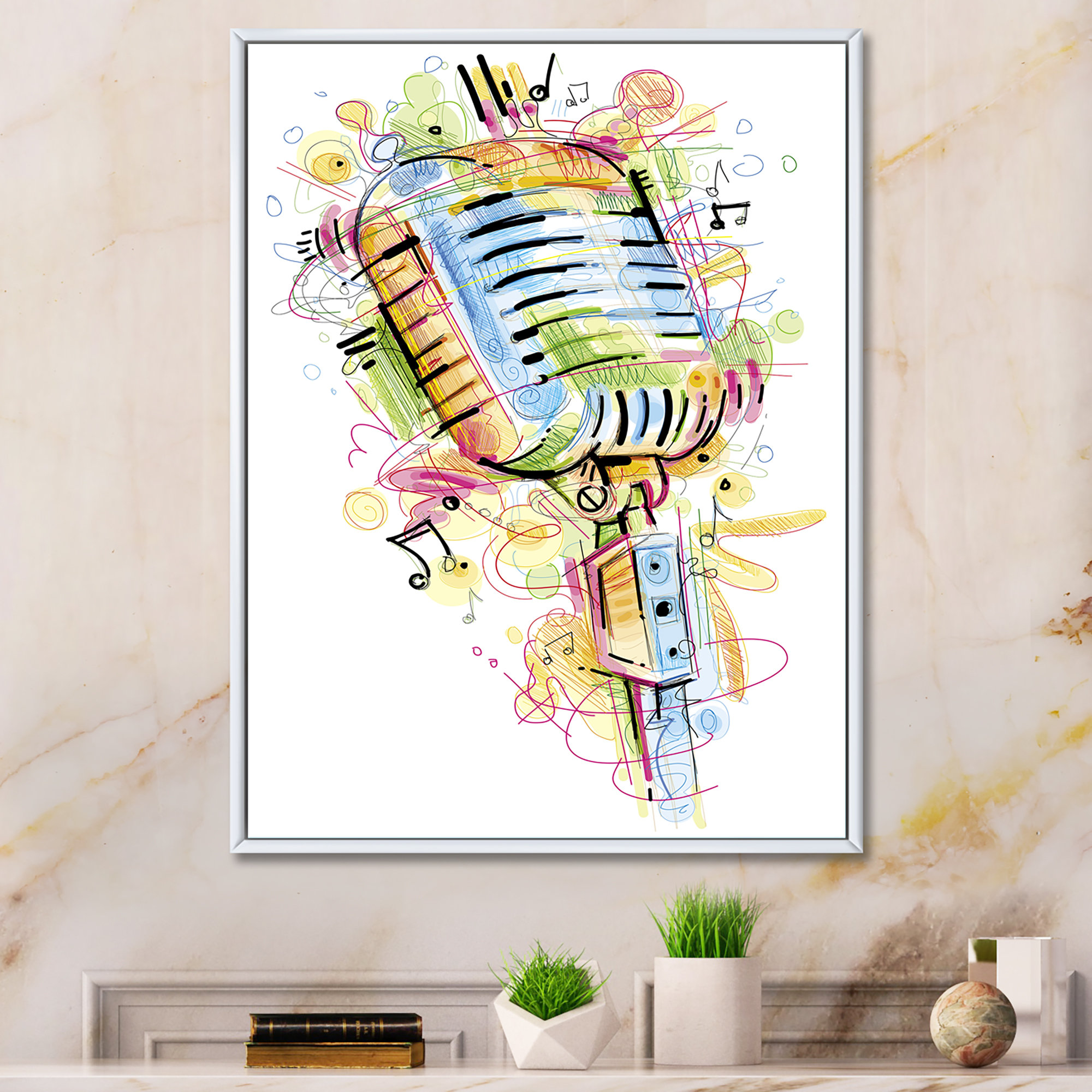 Winston Porter Music Microphone Abstract Design - Painting | Wayfair