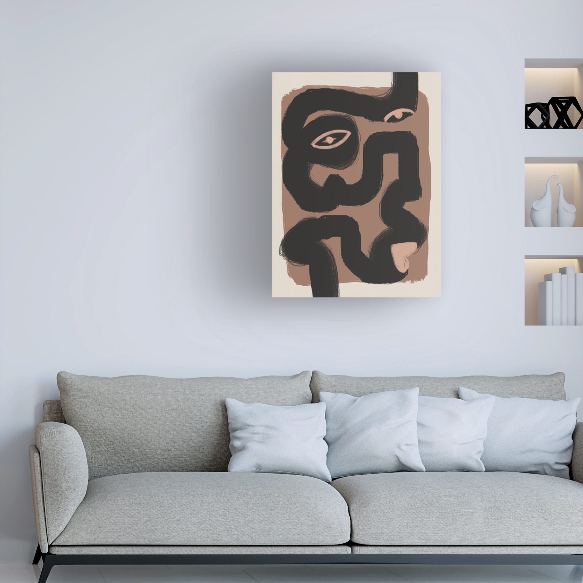 Ebern Designs Bolog Little Dean Abstract Black Portrait Canvas Art ...