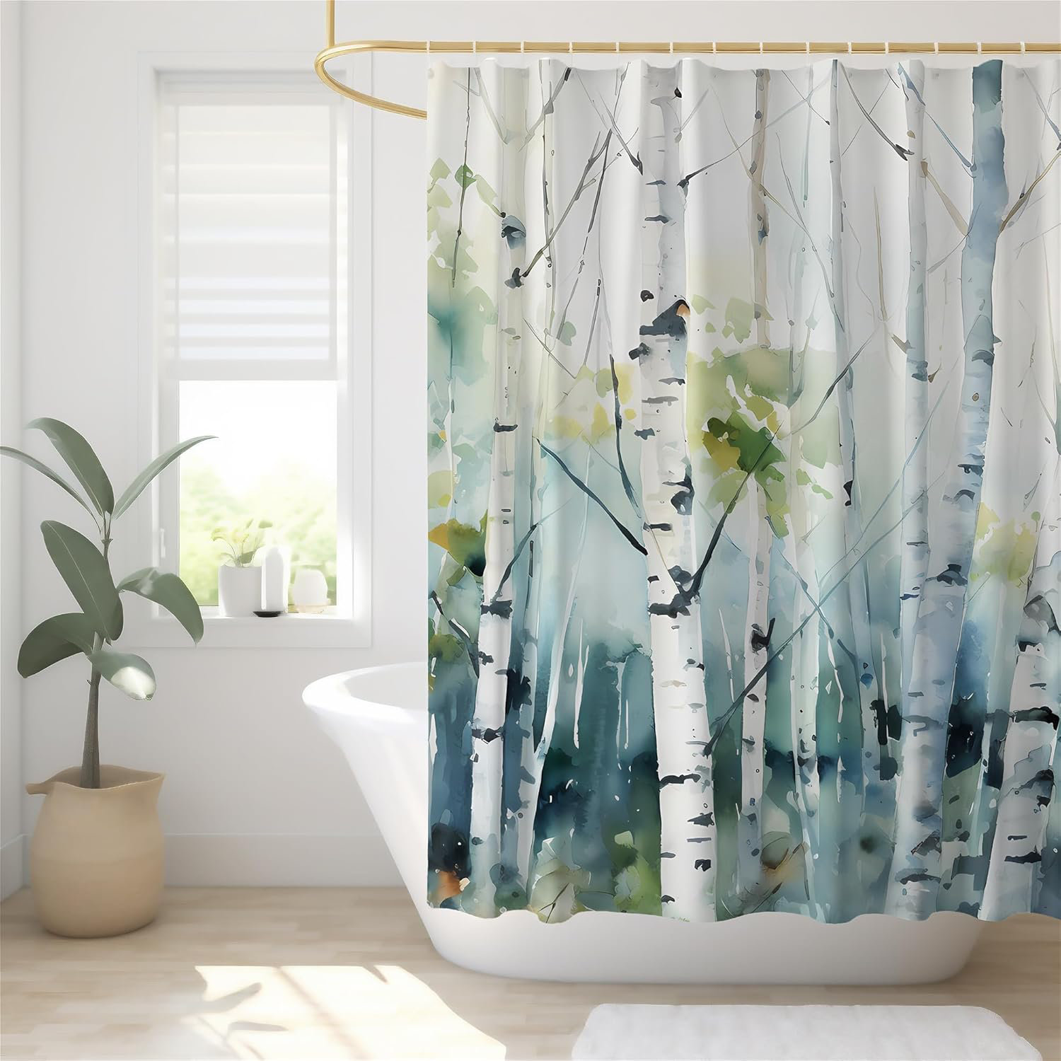 Foundry Select Birch Trees Shower Curtain 72” X 72”, Waterproof ...