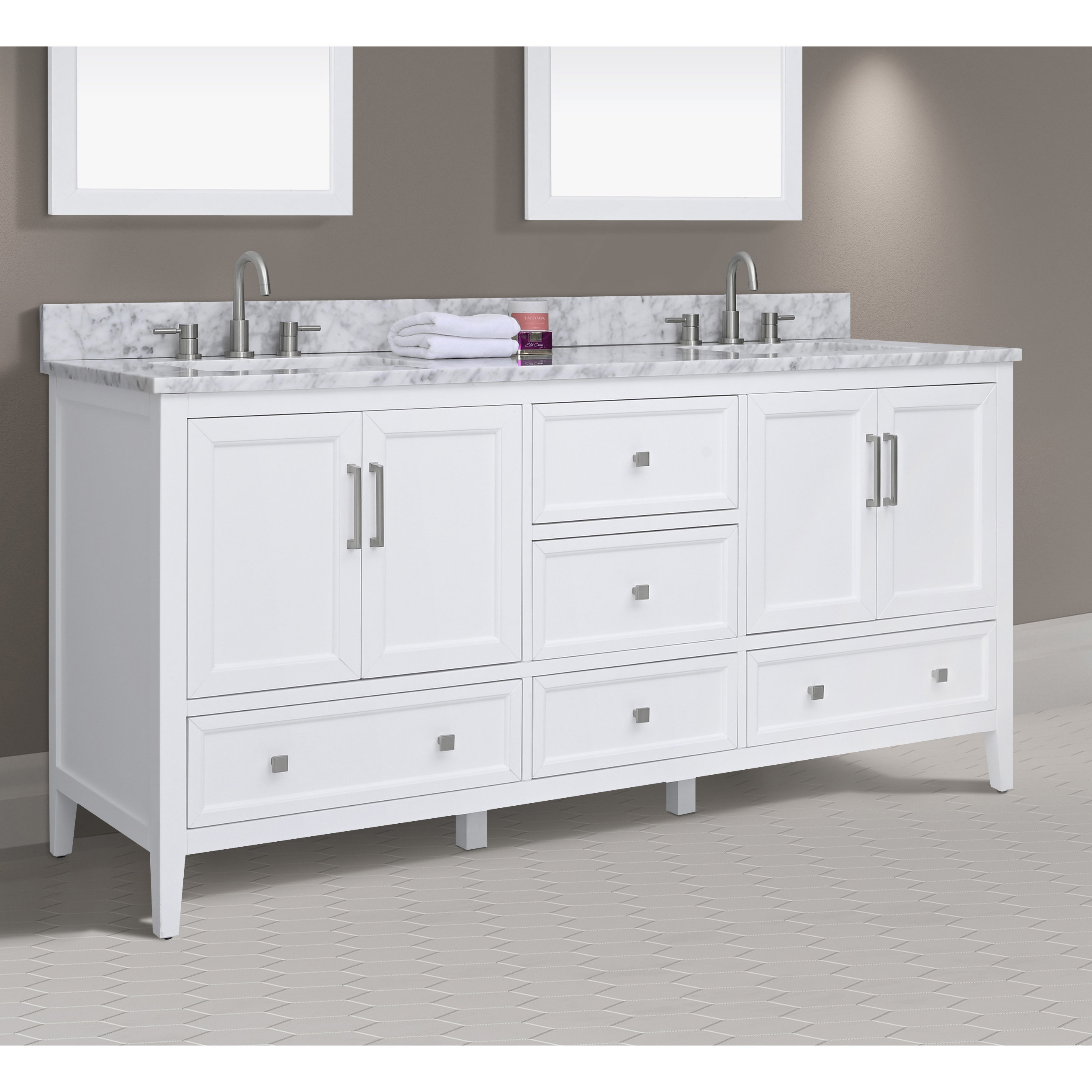 Ebern Designs Overstreet 73"W x 22"D x 35"H Double Bathroom Vanity Set ...