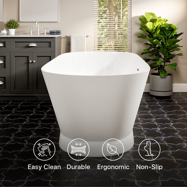 Eviva Princess 60" Glossy White Acrylic Freestanding Bathtub | Wayfair
