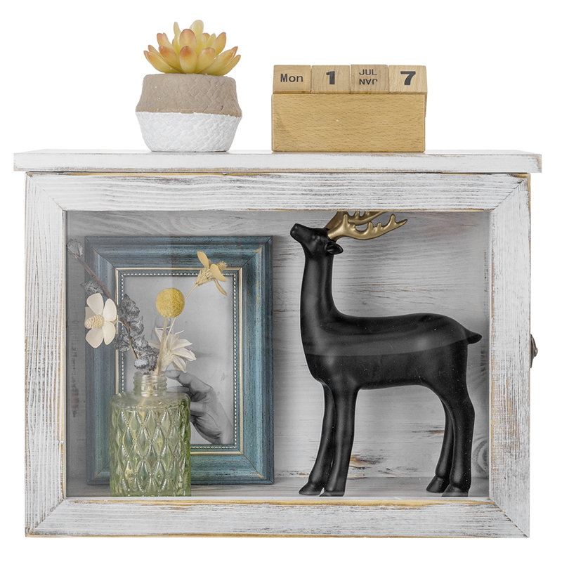 MyGift White Wood 2 Tiers Wall Floating Display Cases | Wayfair