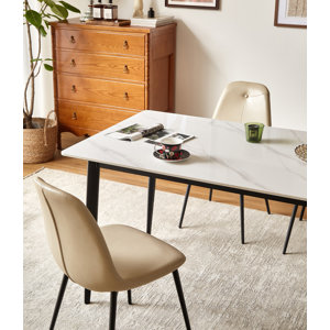 George Oliver Dining Table Table 55" Rectangular White Kitchen Table ...