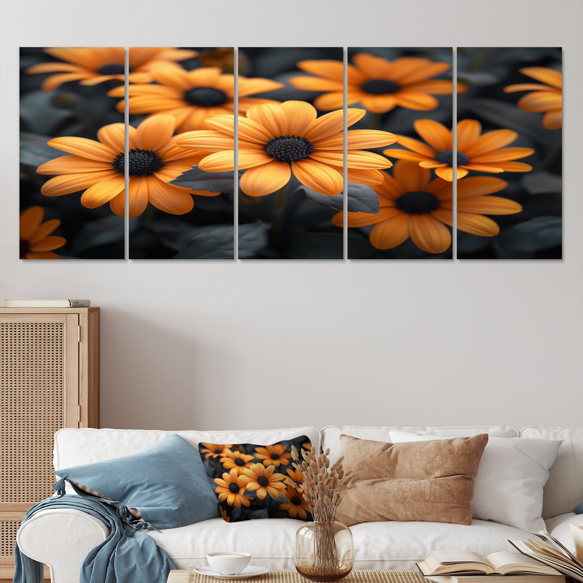 Gracie Oaks Yellow Black Daisy Forest Flowers II - Daisies Canvas Wall ...