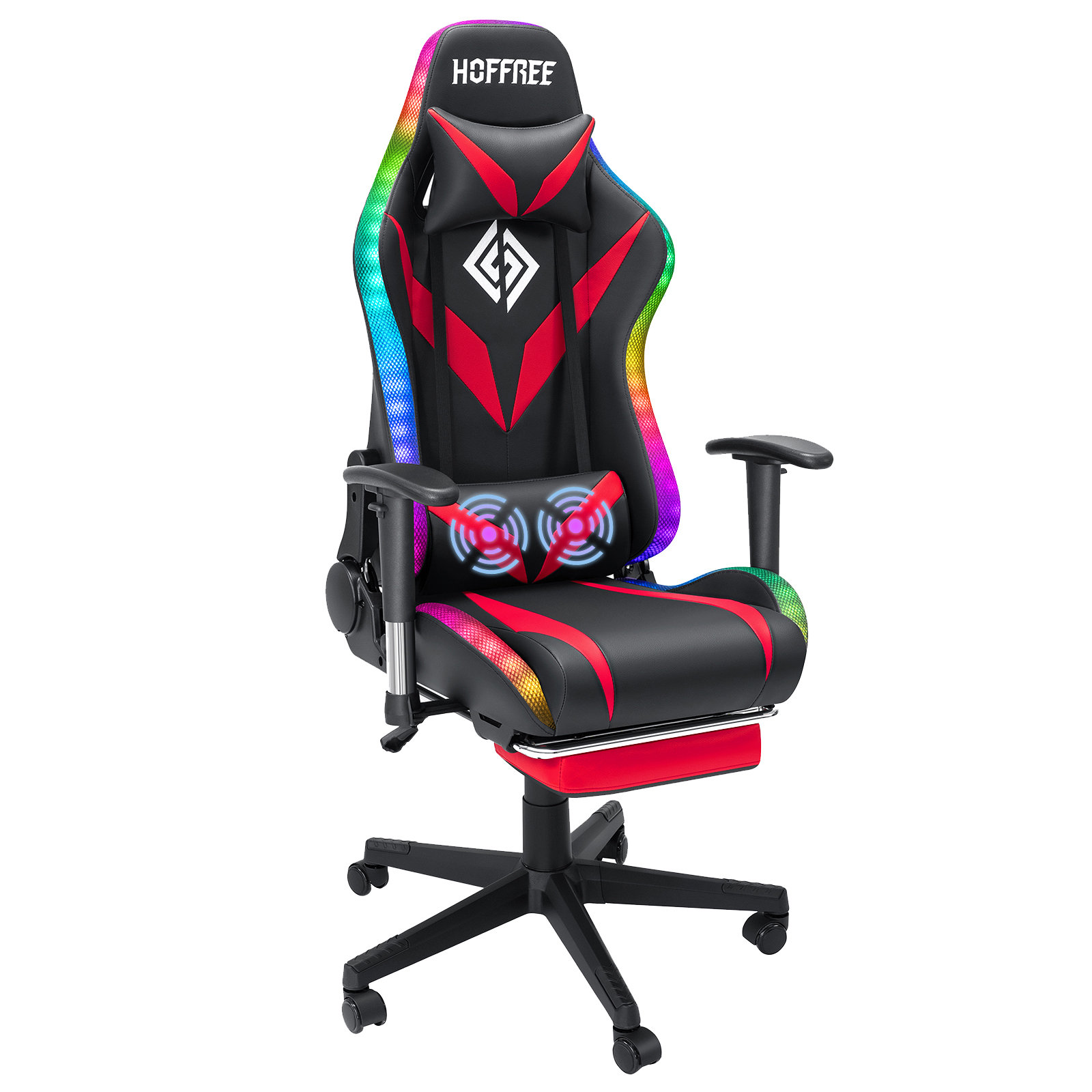 Hoffree Rocking Gaming Chair with Speakers Ergonomic Gamer Chair with ...