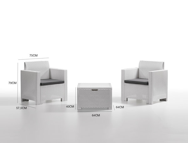 17 Stories Outdoor Lounge Set Neptune, Garden Set with Cushions, Rattan ...