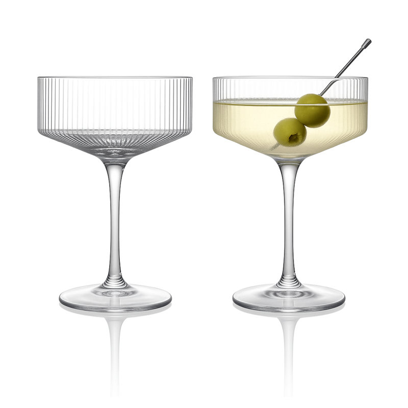 Lemonsoda Clear Ribbed Martini Coupe Glass 9.5oz | Wayfair