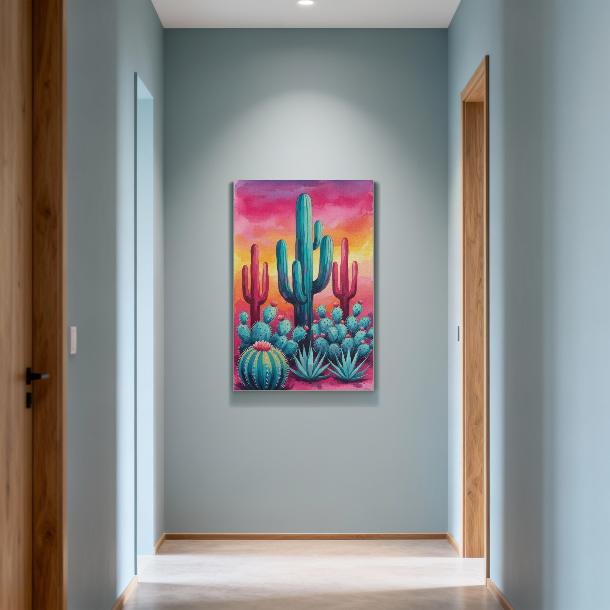 Astoria Grand Plants &Flowers Vibrant Cactus Desert Sunset Landscape ...