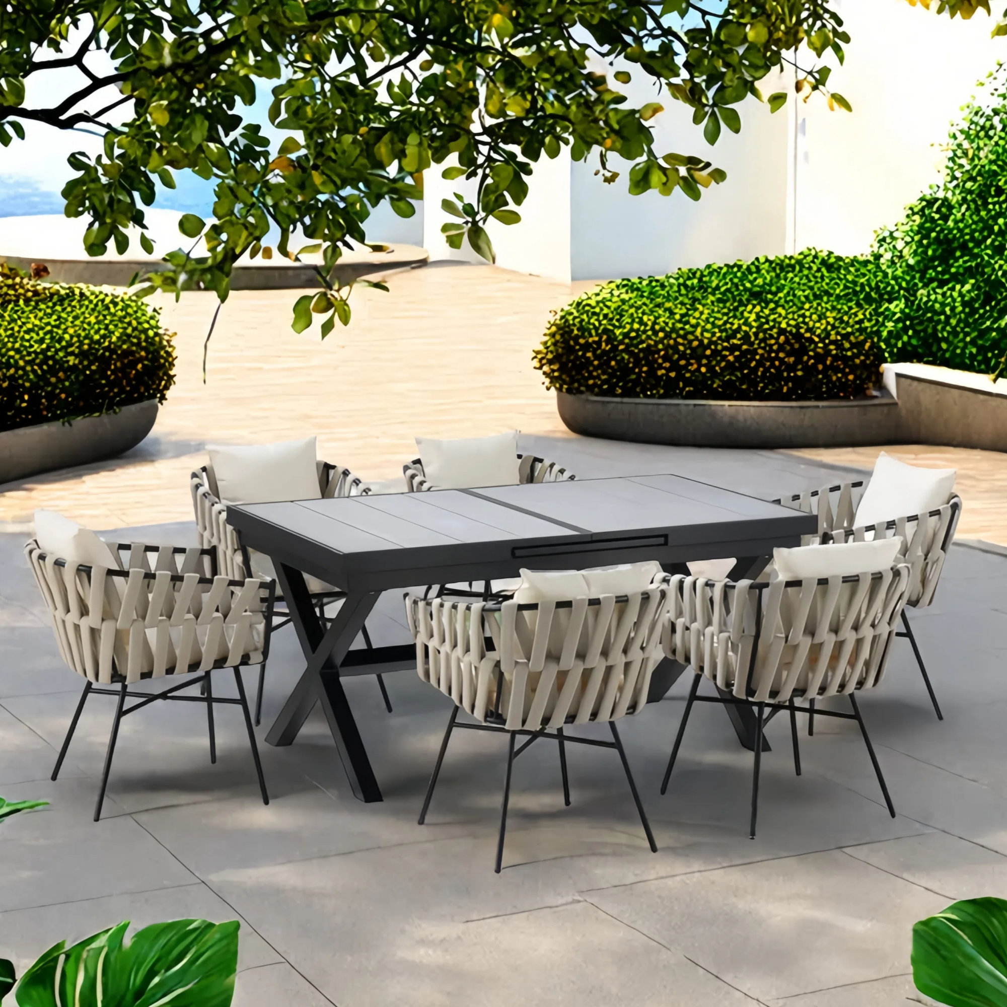 Corrigan Studio 6 - Person Rectangular Extendable Outdoor Dining Set With Cushions - Wayfair Canada