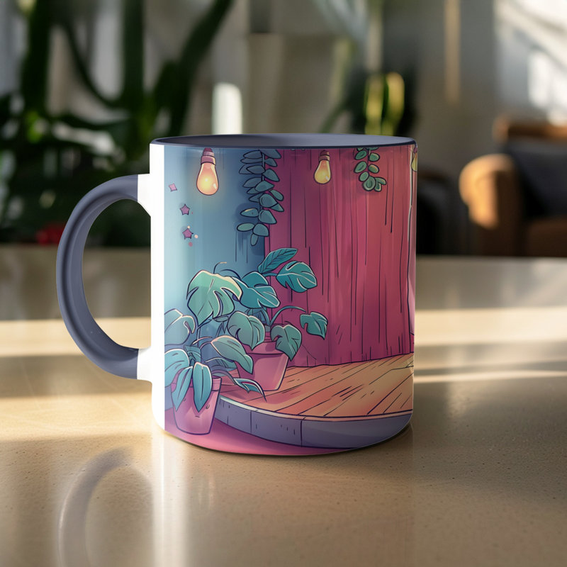 East Urban Home Kids Drawing Style 11oz Accent Mugs – White Ceramic ...