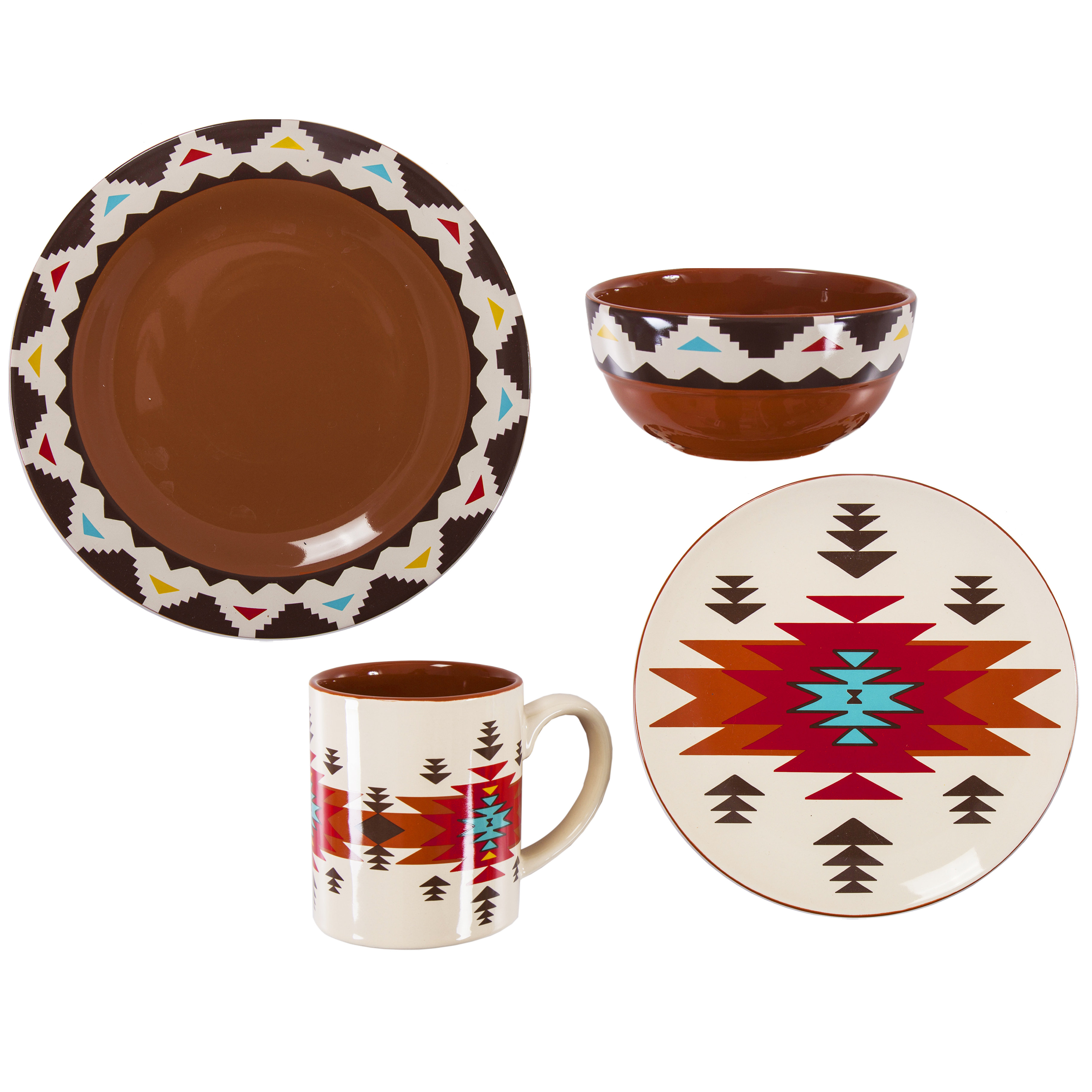 Paseo Road by HiEnd Accents Del Sol Tan/Brown/Red Aztec Print Ceramic ...
