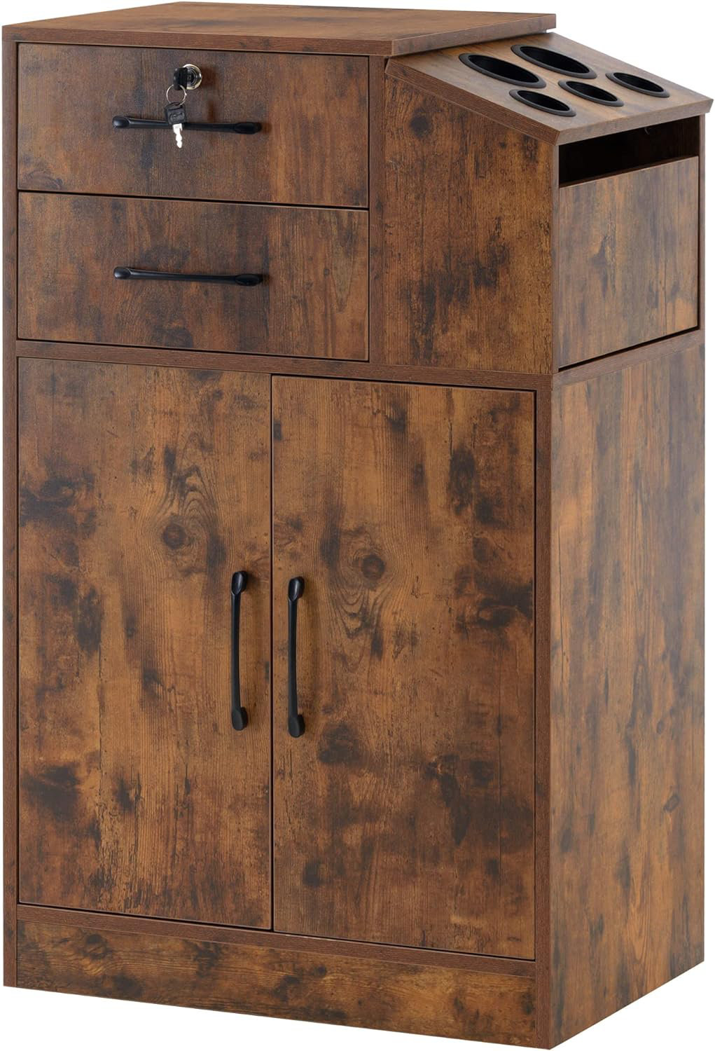 BarberPub Lockable Barber Tool Cabinet Beauty Salon Storage with ...