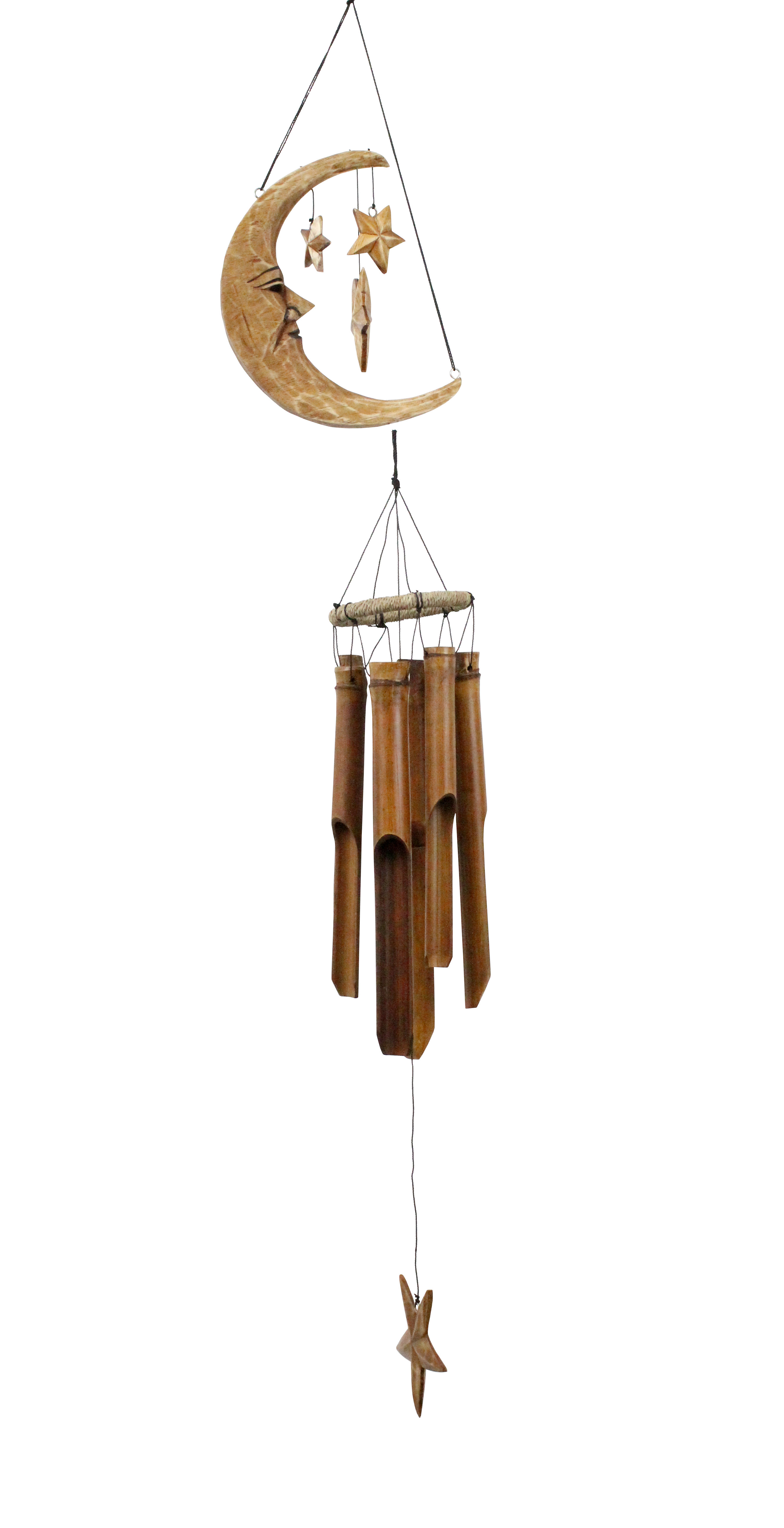 World Menagerie Lockhaven Crescent Moon Bamboo Wind Chime | Wayfair