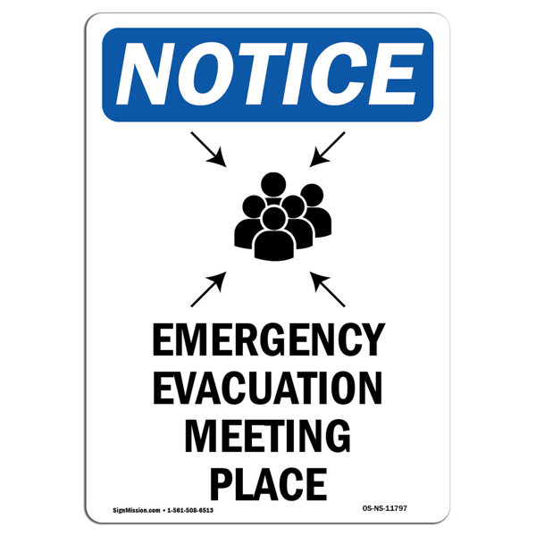 SignMission OSHA Notice - Emergency Evacuation Sign With Symbol | Heavy ...