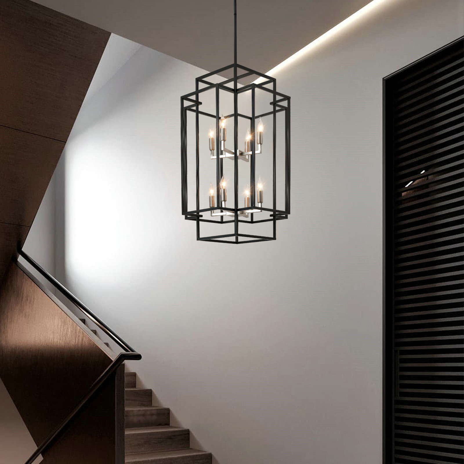 Mercer41 Paola 59 In. 8-Light Chandeliers, Vintage Rustic Cage Light ...