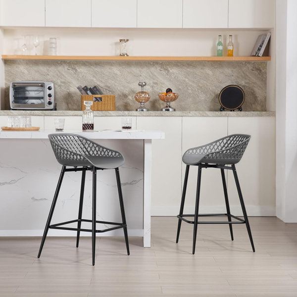 George Oliver Bar stool set with hollow backrest, kitchen chair with ...