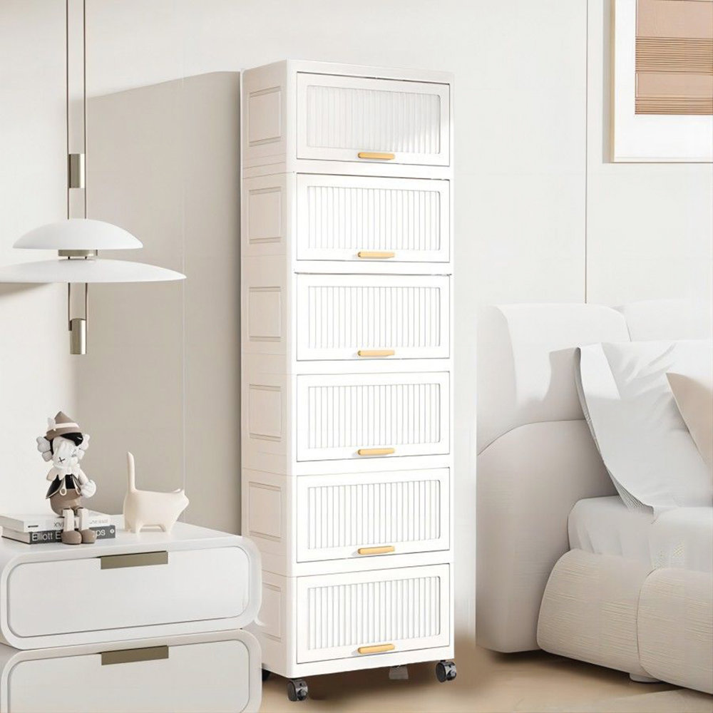 Ebern Designs 6-Layers Flip Open Storage Box Movable Storage Cabinet ...