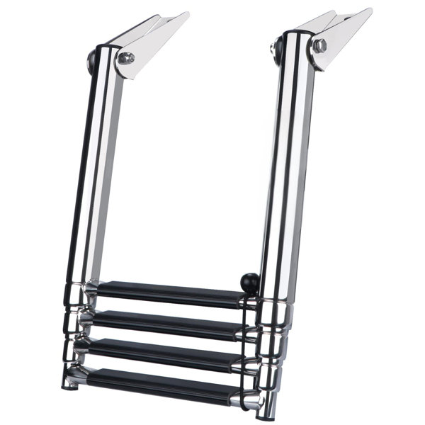Ivy Bronx 4 Step Boat Ladder, Stainless Steel Telescopic 4 Step Pontoon ...