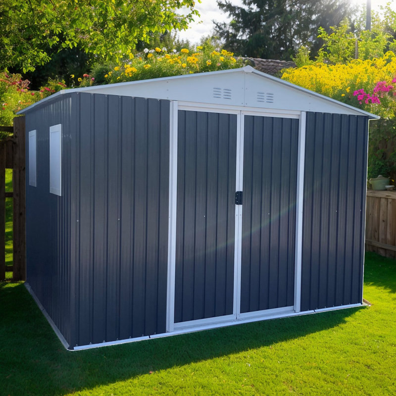Great Deal On The Grey Apex Roof Garden Shed, 10FTx8FT, Aluminum Frame ...