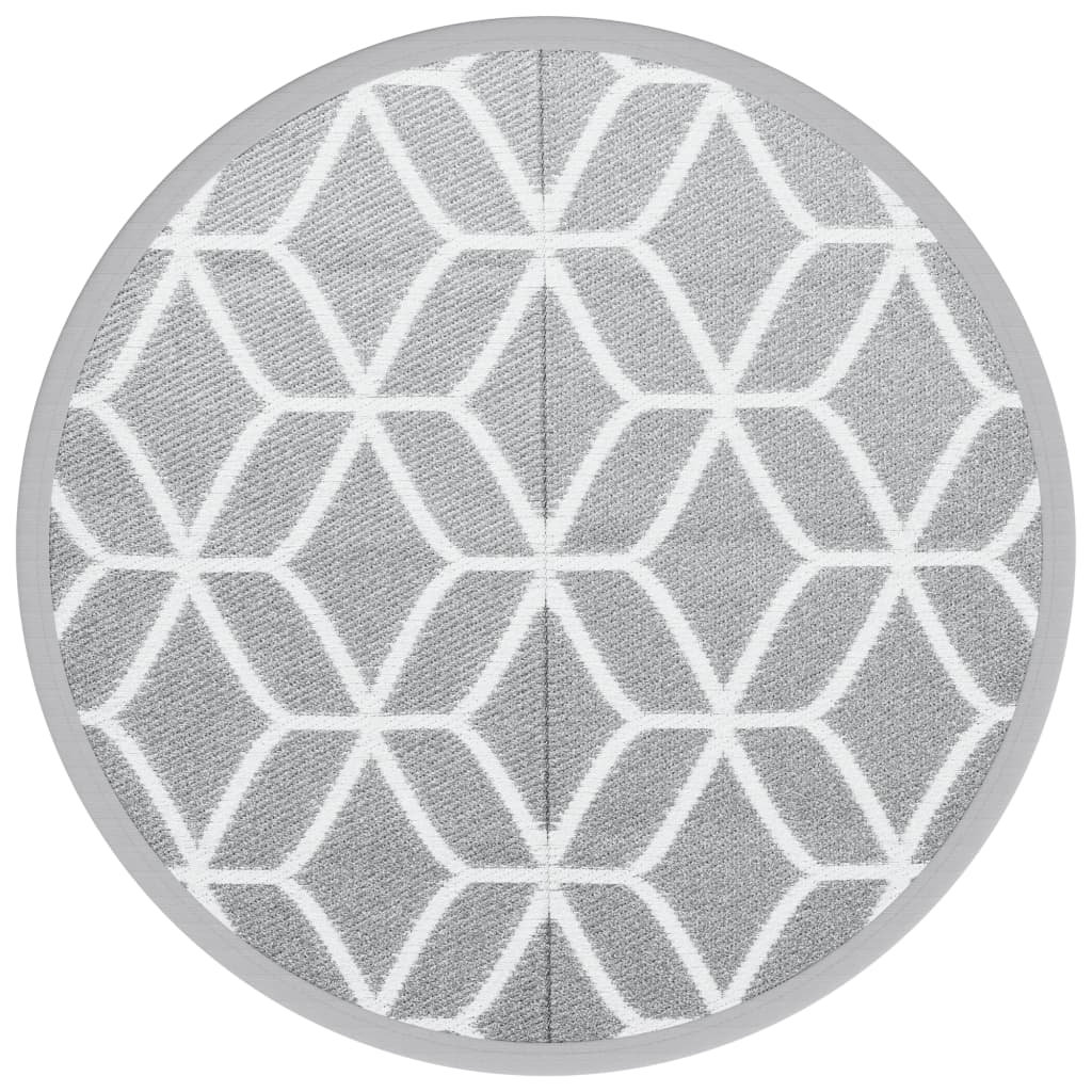 vidaXL Outdoor Carpet Grey Polypropylene Ø63.0 in Reversible Area Rug ...