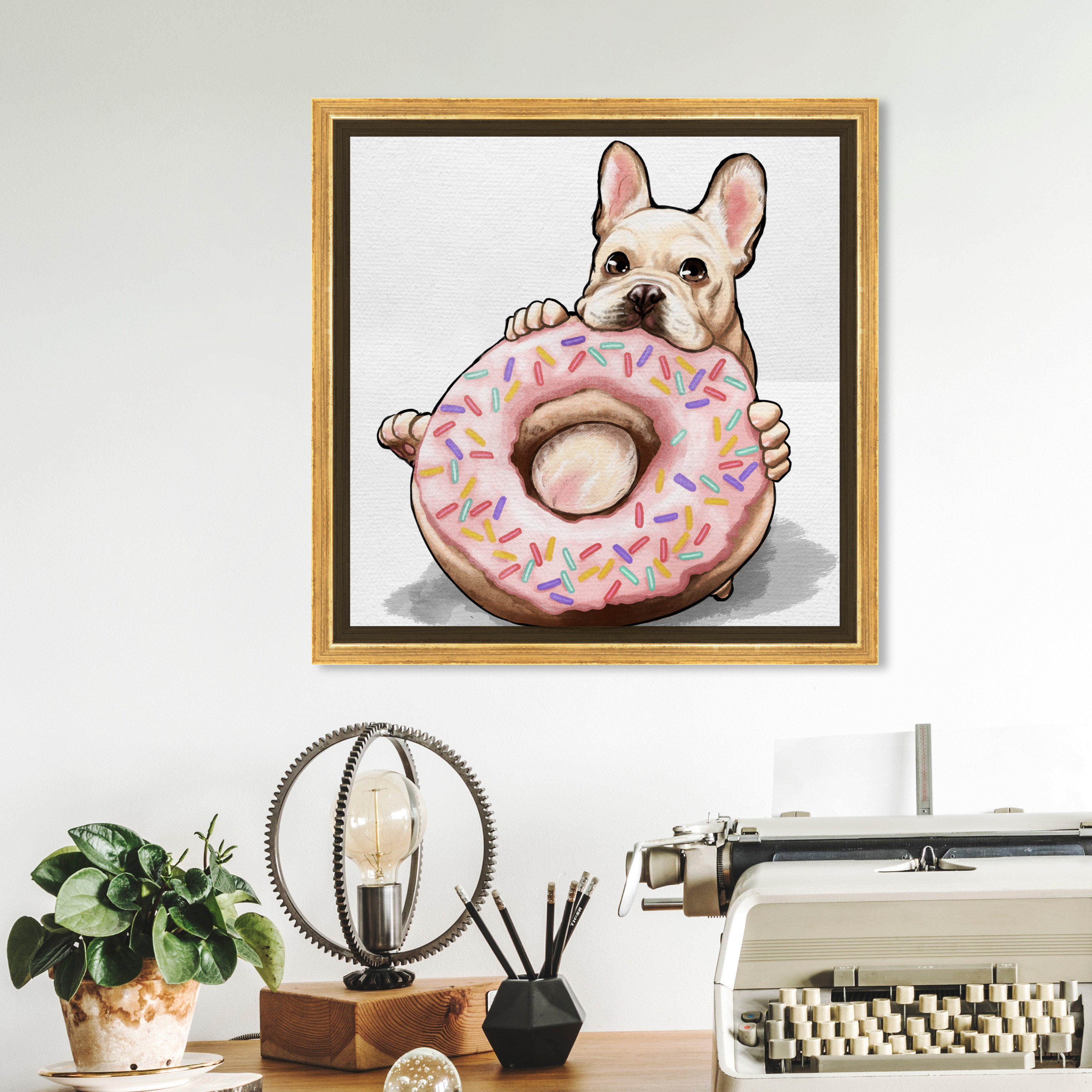 House of Hampton 'Donut Frenchie' Graphic Art Print on Canvas & Reviews ...