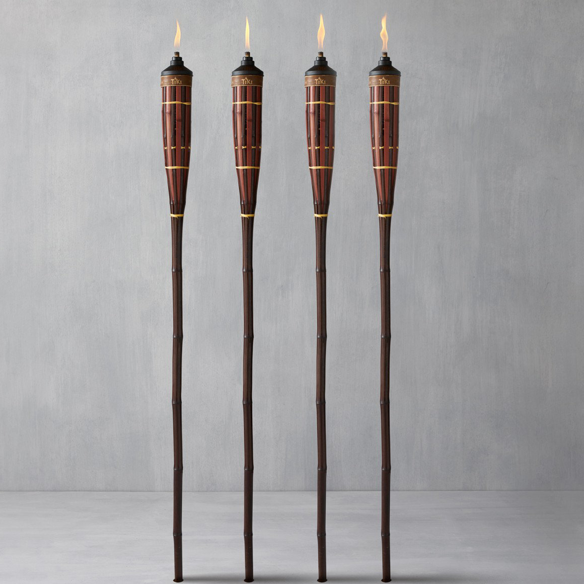 TIKI Brand TIKI® Brand Easy Pour 4-Pack 60 Inch TIKI Torch Bamboo Brown ...