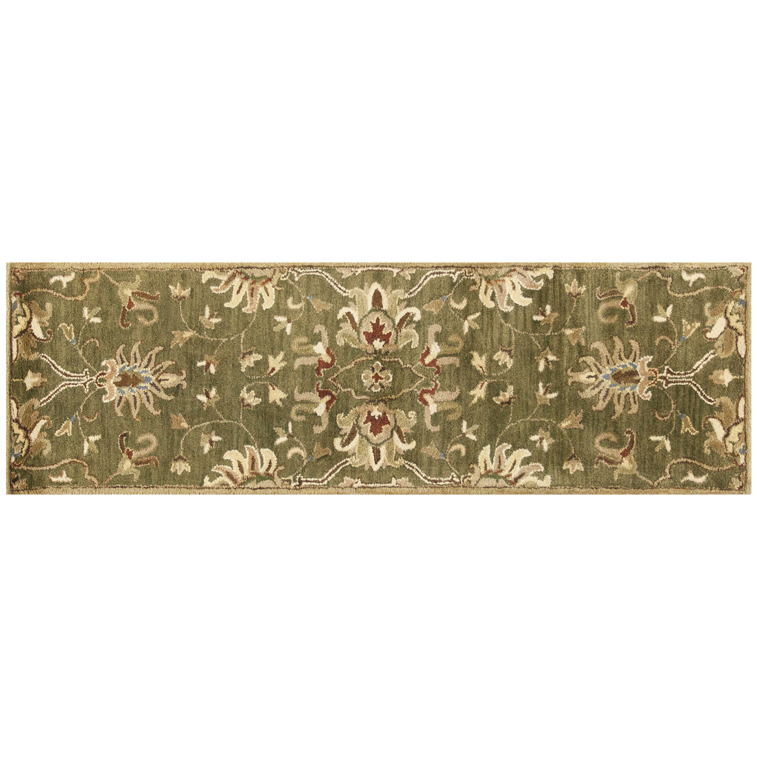 Charlton Home 2'' X 7'' Emerald Green Floral Vine Wool Runner Rug ...
