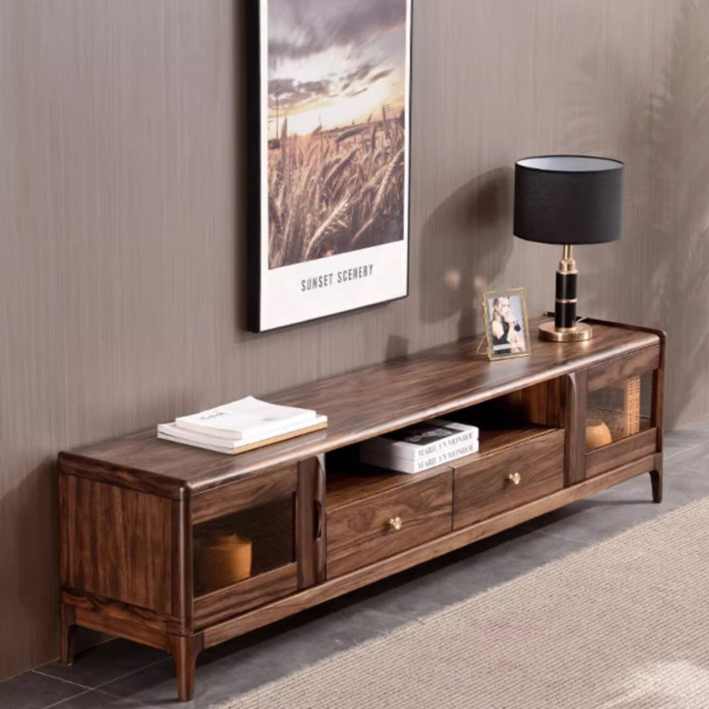 jessica Nordic Zebra Wood Solid Wood TV Cabinet 70.8'' W Storage ...