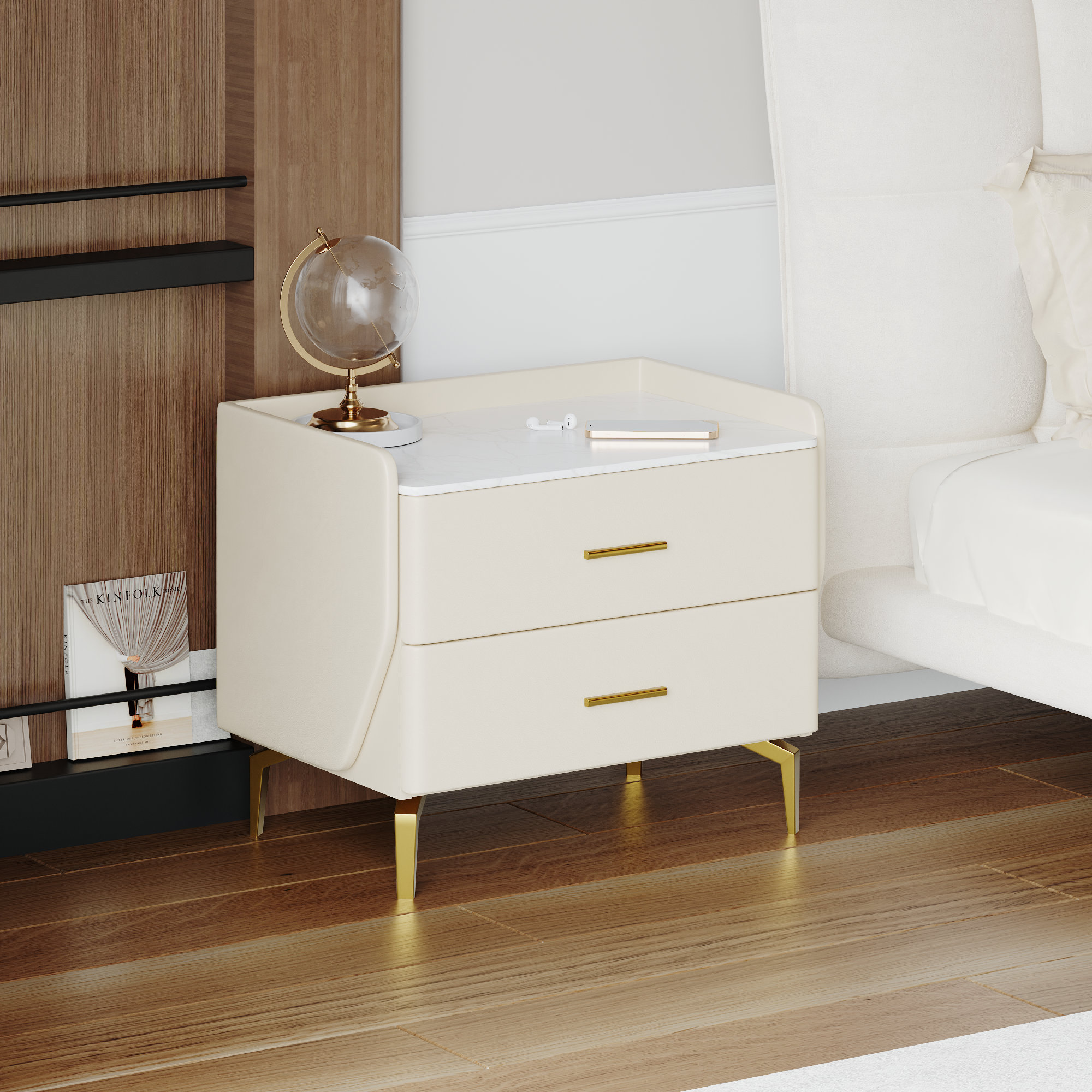 Everly Quinn 20" Modern Bedroom Nightstand with 2 Drawers, Bedside End ...