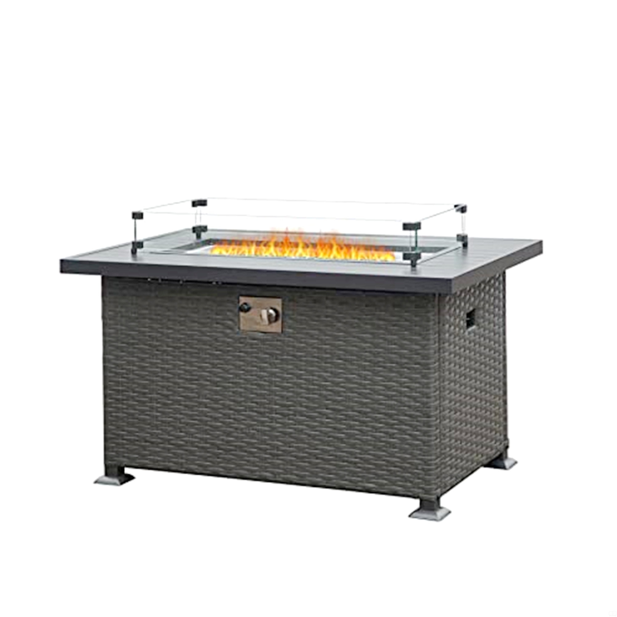 Latitude Run® Fire Pit Table With Glass Wind Guard, 50,000 BTU ...