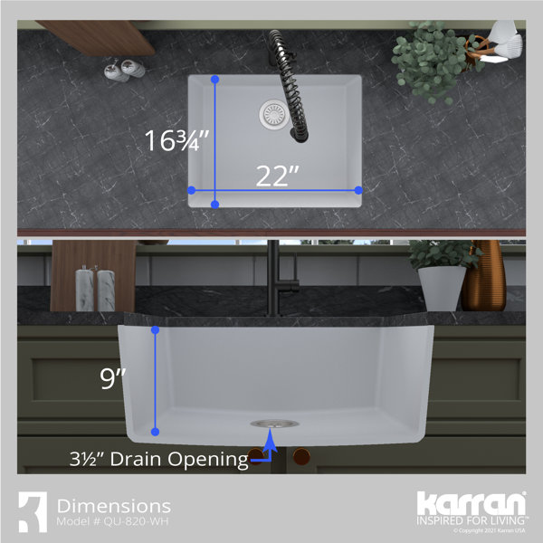 Karran Quartz 24-3/8'' X 19-1/8'' Single Bowl Undermount Kitchen Sink ...