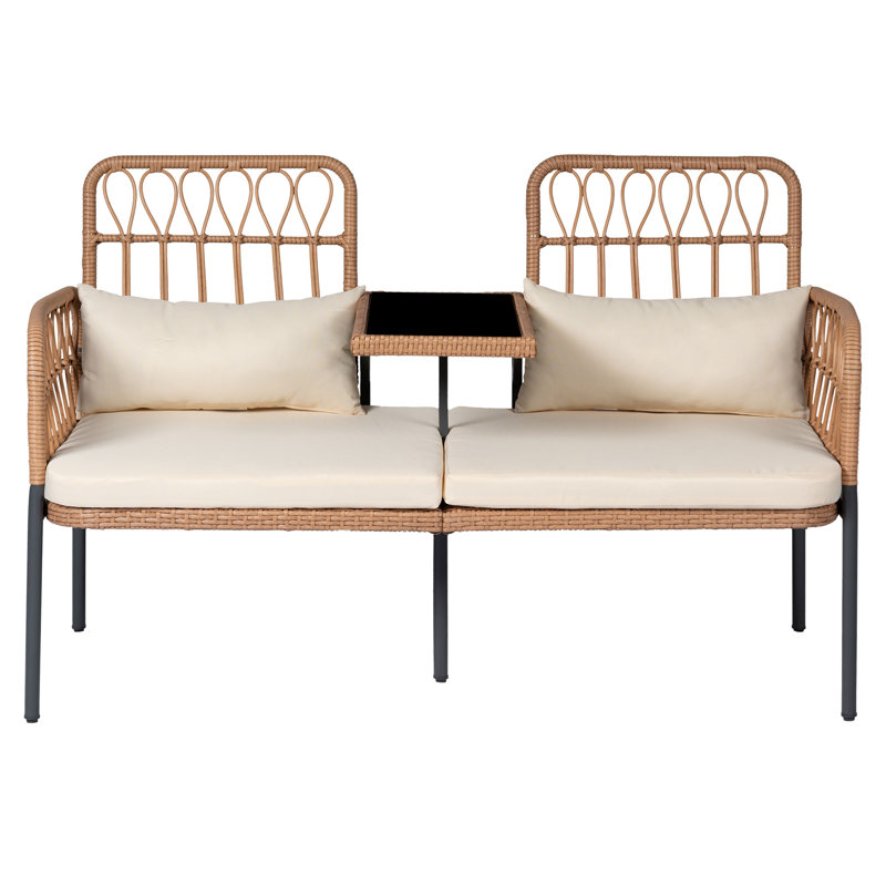 Bay Isle Home™ Usan 54" Wide Outdoor Wicker Loveseat with Cushions ...